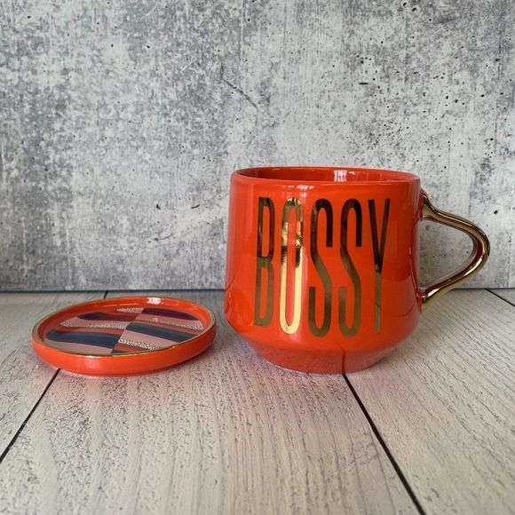 Slant Collections | Dining | Bossy Mug Coaster Lid In Red And Gold ...
